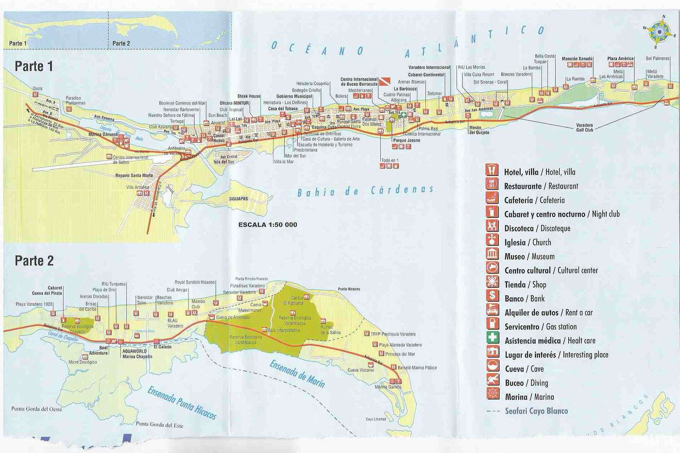 Carte de Varadero pour l'emplacement des hôtels | Hôtel tout-inclus ...
